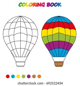 Air Balloon Coloring Page Worksheet Game: vector de stock (libre de ...