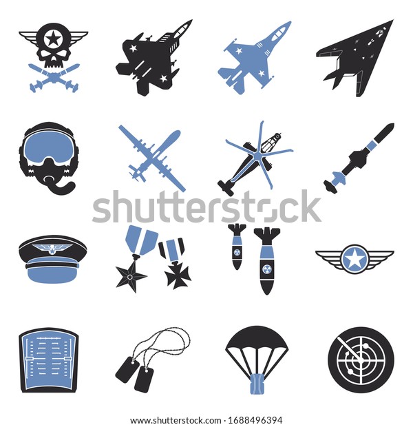 Air Force Icons Two Tone Flat Stock Vector (Royalty Free) 1688496394 ...