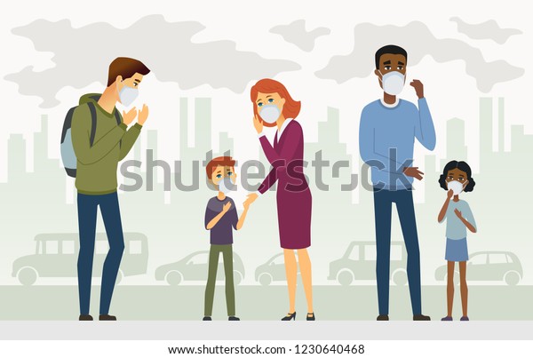 Air Pollution Cartoon People Characters Vector Stock Vector (Royalty ...
