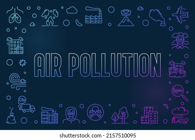 Air Pollution Colored Horizontal Frame Vector Stock Vector (Royalty ...