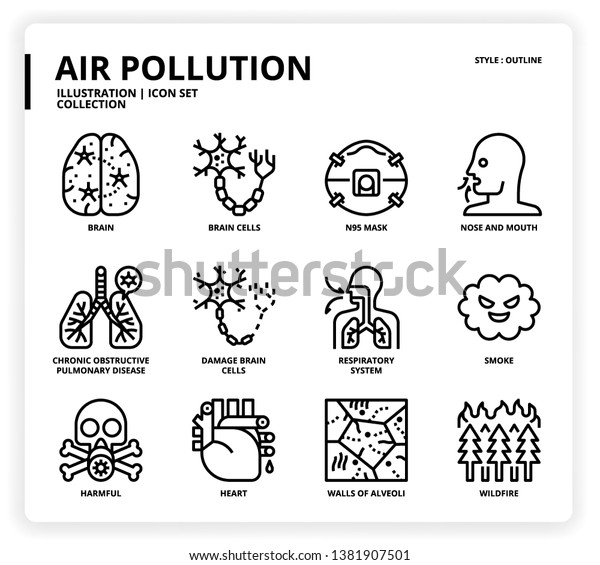 Air Pollution Icon Set Web Design Stock Vector (Royalty Free ...