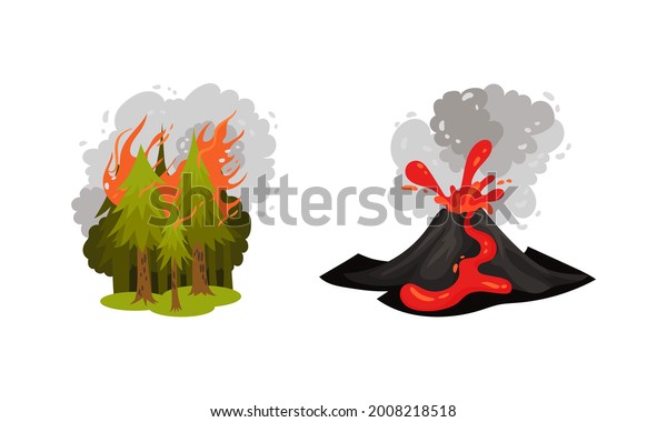 Air Pollution Sources Smoke Volcano Eruption Stock Vector (Royalty Free ...