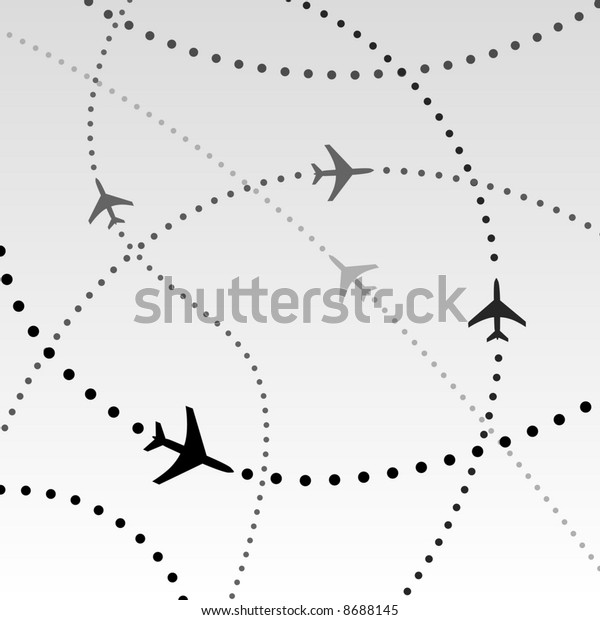 Air Travel Dotted Lines Flight Paths Stock Vector (Royalty Free) 8688145