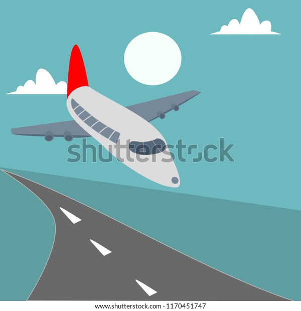 Aircraft Approaching Runway Landing Vector Illustration Stock Vector ...