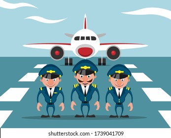 Aircraft Crew On Runway Stock Vector (Royalty Free) 1739041709 ...