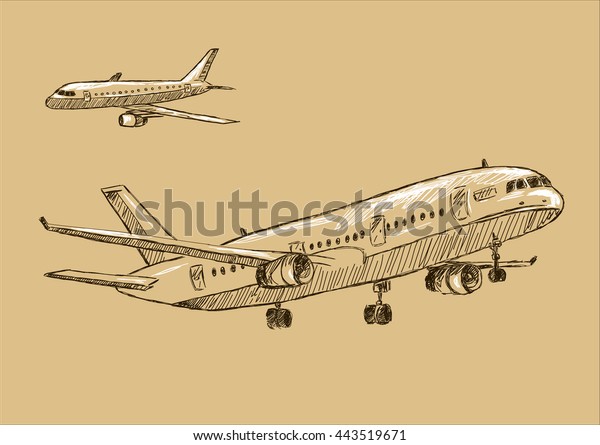 Aircraft Perspective Drawn Pen Vector Stock Vector (Royalty Free ...