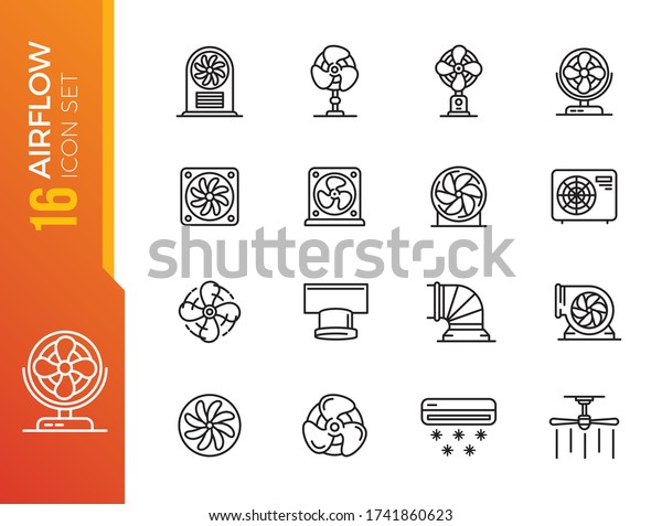 Airflow Icons Set Outline Set Ventilation Stock Vector (Royalty Free ...
