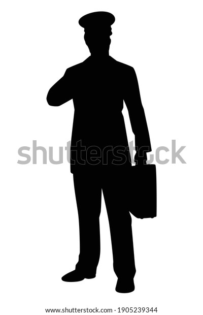 Airline Pilot Suitcase Silhouette Vector On Stock Vector (Royalty Free ...