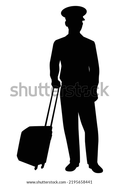 Airline Pilot Suitcase Silhouette Vector On: เวกเตอร์สต็อก (ปลอดค่า ...