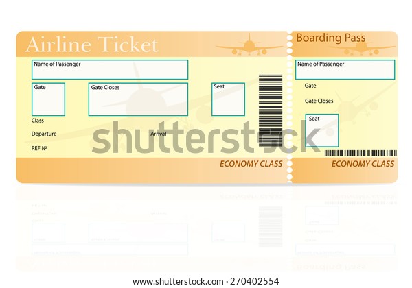 Airline Ticket Economy Class Vector Illustration: vector de stock ...