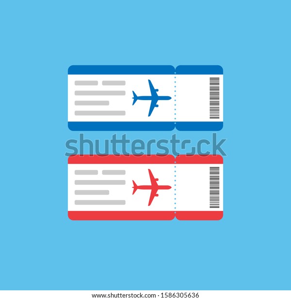 Airline Ticket Illustration Flat Style Red Stock Vector (Royalty Free ...