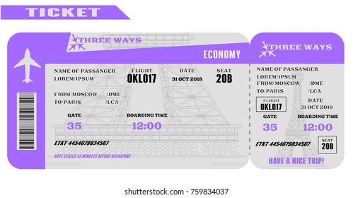Airline Ticket Vector Illustration Stock Vector (Royalty Free) 759834037