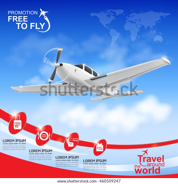 Airline Vector Concept Travel Around World 스톡 벡터(로열티 프리) 460509247 ...
