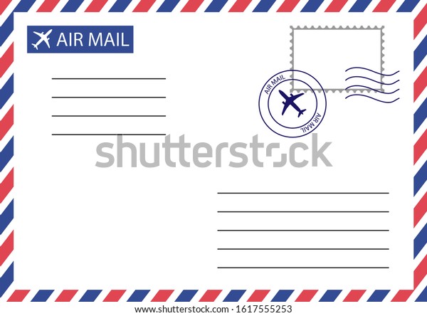 Airmail Envelope Red Blue Strips Blank Stock Vector (Royalty Free ...