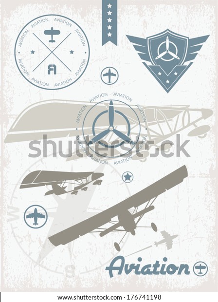 Airplane Badges Illustrations Icons: vector de stock (libre de regalías ...