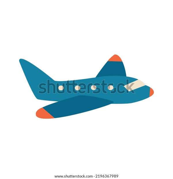 Airplane Blue Cartoon Style Vector Illustration Stock Vector (Royalty ...
