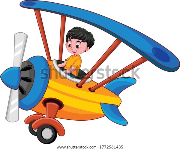 Airplane Boy Cartoon Vector Art Illustration Stock Vector (Royalty Free ...