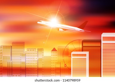 Airplane Building Scenery Background Stock Vector (Royalty Free ...