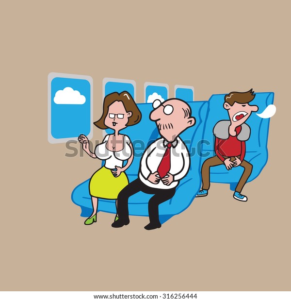 Airplane Cabin Passengers Cartoon Vector: เวกเตอร์สต็อก (ปลอดค่า ...