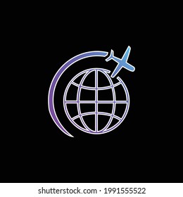 Airplane Flight Circle Around Earth Blue Stock Vector (Royalty Free ...