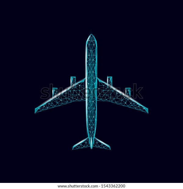 Airplane Flying Dark Night Sky Flight Stock Vector (Royalty Free ...