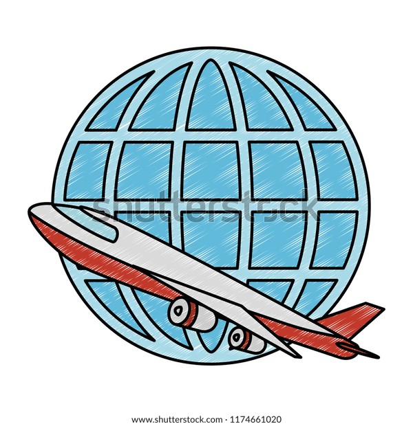 Airplane Flying Sphere Planet Stock Vector (Royalty Free) 1174661020 ...