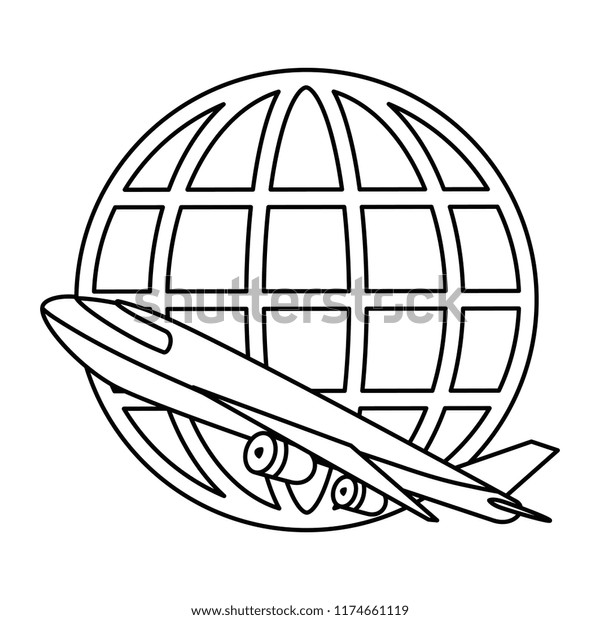 Airplane Flying Sphere Planet Stock Vector (Royalty Free) 1174661119 ...