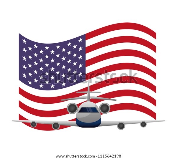 Airplane Flying Usa Flag Stock Vector (Royalty Free) 1115642198 ...
