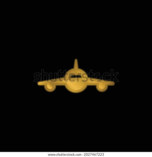 Airplane Frontal View Gold Plated Metalic Stock Vector (Royalty Free ...
