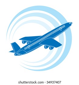Airplane Icon Blue Color Vector Illustration: vector de stock (libre de ...