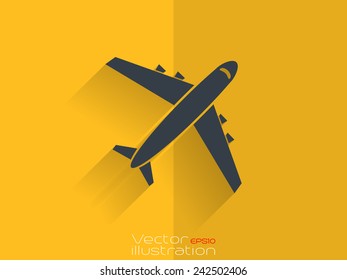 Airplane Icon On Yellow Background Stock Vector (Royalty Free ...