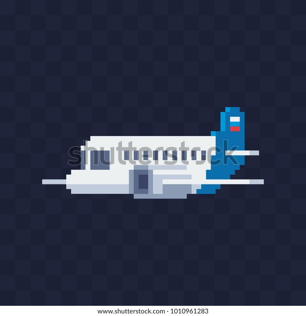 Airplane Icon Pixel Art Sticker Design Stock Vector (Royalty Free ...