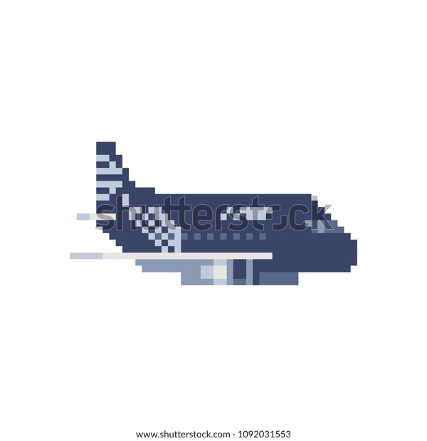 Airplane Icon Pixel Art Style Logo Stock Vector (Royalty Free ...