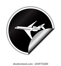 Airplane Icon Round Sticker Stock Vector (Royalty Free) 244973200 ...
