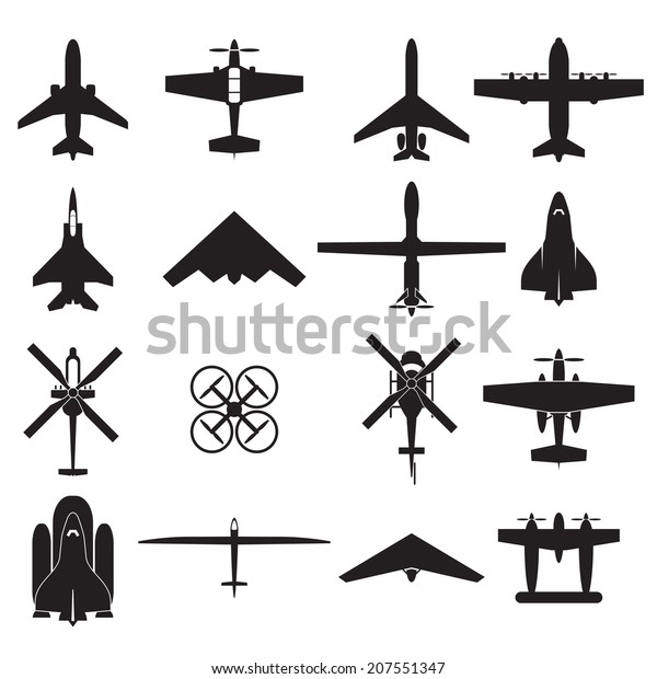 Airplane Icons Set Stock Vector (Royalty Free) 207551347
