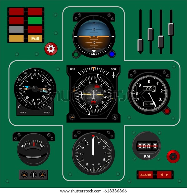Airplane Instrument Panel Aircraft Dashboard Realistic 库存矢量图（免版税 ...
