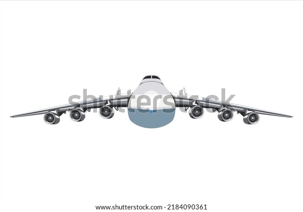 Airplane Isolated Aircraft Front View Flying: เวกเตอร์สต็อก (ปลอดค่า ...