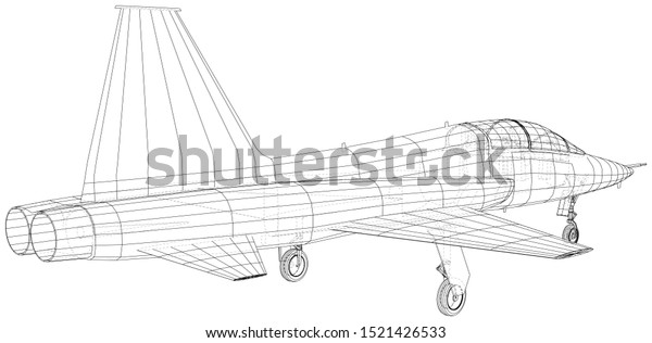 Airplane Jet Sketch Vector 3d Wireframe 库存矢量图（免版税）1521426533 | Shutterstock