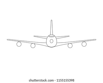 Airplane Jumbo Jet Front View On Stock Vector (Royalty Free) 1155155398 ...