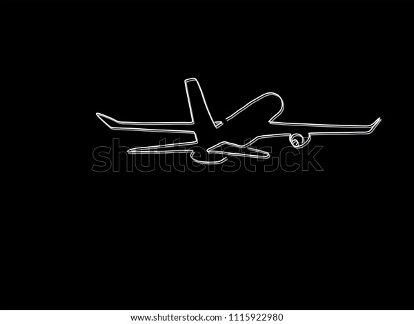 Airplane Line Drawing Vector Illustration Design Stock Vector (Royalty ...