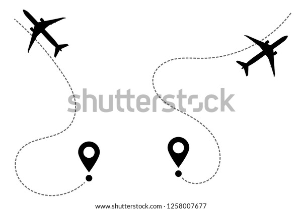 Airplane Line Path Vector Icon Air Stock Vector Royalty Free