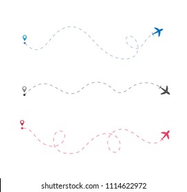 Airplane Line Path Vector Set Route Stock Vector (Royalty Free ...