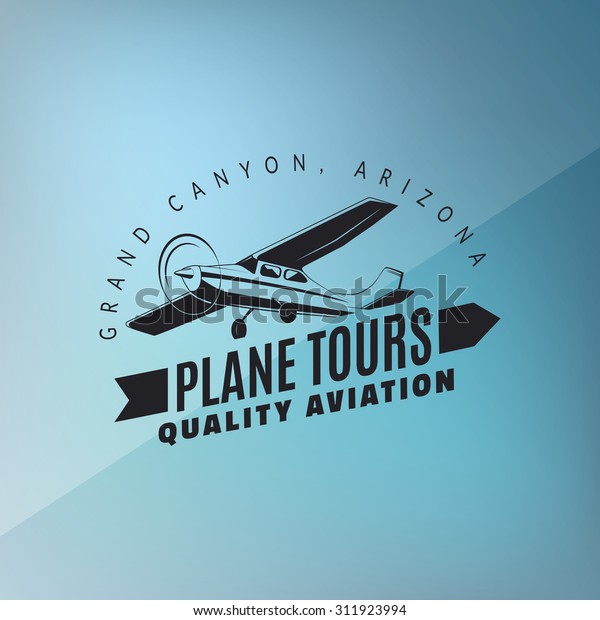 Airplane Logo On Blue Gradient Background Stock Vector (Royalty Free ...