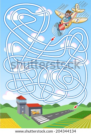 Airplane Maze Kids Help Navigate Airplane Stock Vector (Royalty Free ...