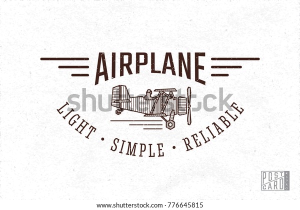 Airplane Old Style Logo Lettering Vintage Stock Vector (Royalty Free ...