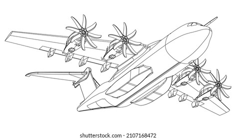 Airplane Outline Vector Illustration Isolated On Stock Vector (Royalty ...