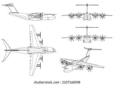 Airplane Outline Vector Illustration Isolated On Stock Vector (Royalty ...