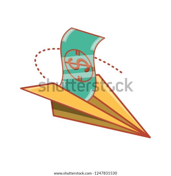 Airplane Paper Flying Bill Stock Vector (Royalty Free) 1247831530 ...