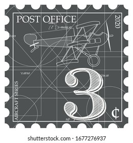Airplane Plan Illustration Post Stamp Stock Vector (Royalty Free ...