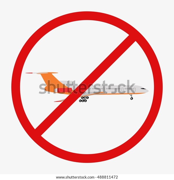 Airplane Red Sign Flat Design Vector Stock Vector (Royalty Free) 488811472